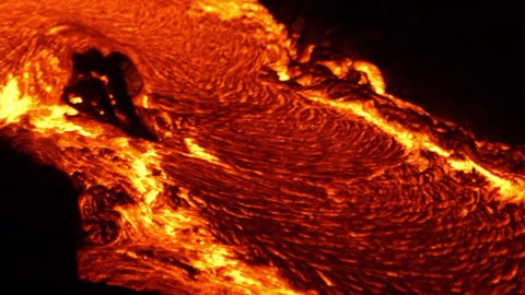 Lava Flow Night Volcano National Park Stock Footage Video (100% Royalty ...