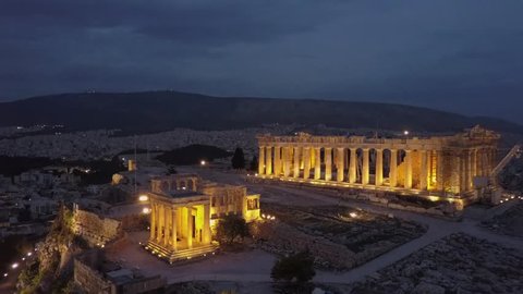 Athens Acropolis Parthenon Evening 4k Drone Stock Footage Video (100% Royalty-free) 1012348373 ...