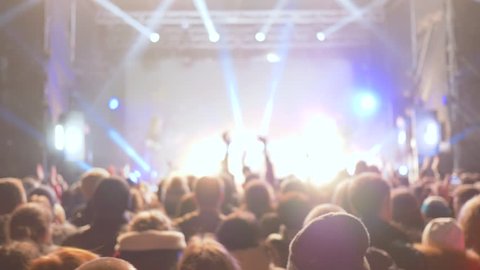 Night Rock Concert Front Row Crowd Stock Footage Video (100% Royalty ...