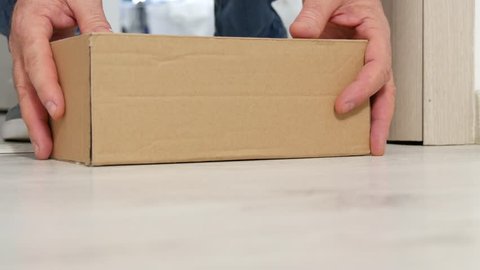 Man Taking Box Left Front Door Stock Footage Video (100% Royalty-free ...