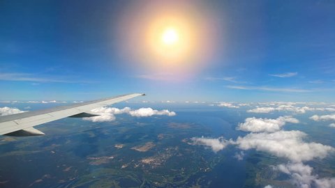 Plane Flighting Sky On Bright Sun Stock Footage Video (100% Royalty ...