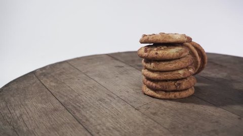 Tasty Glazed Cookies Rotating Slowly On Stock Footage Video (100% ...