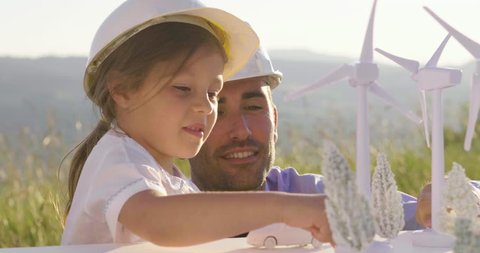 father engineer shows his project daughter Stock Footage Video (100% ...