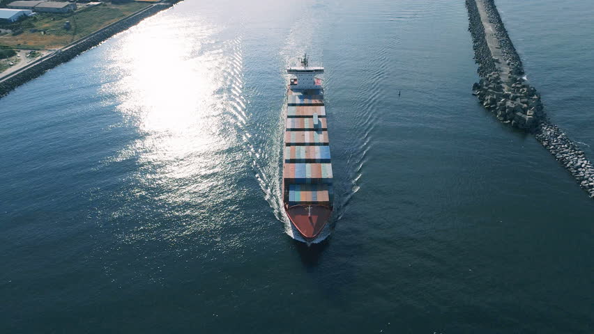 Sea Container Ship Heading Towards Camera Stock Footage Video (100% ...