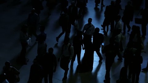 Silhouette Unrecognizable People Commuting City Crowded Stock Footage ...