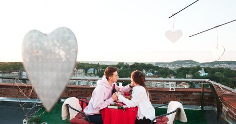 Romantic Date On Roof Sensitive Couple Stock Footage Video (100% ...