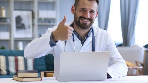 Doctor Using Laptop Sitting Desk Modern Stock Photo (Edit Now) 124922876