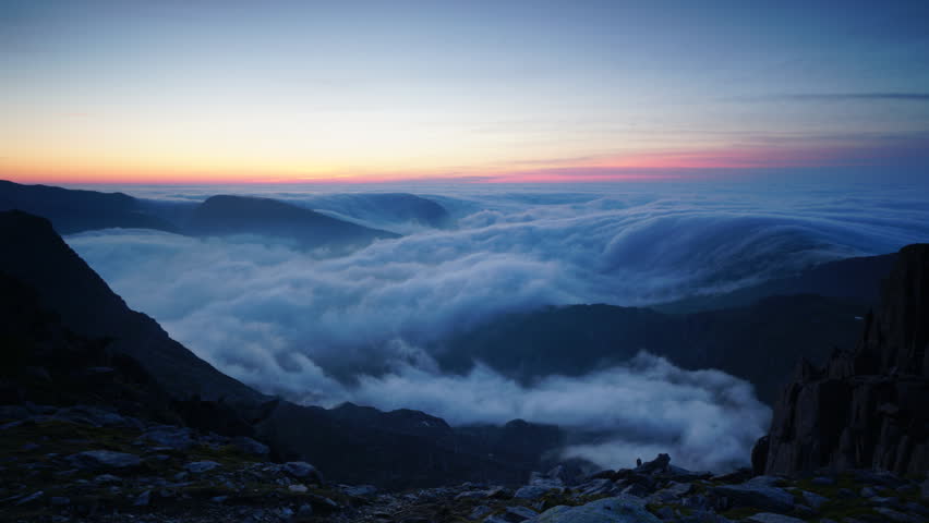 cloud inversion over snowdonia national park Stock Footage Video (100% ...