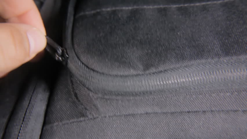 hand opening closing pocket zipper black Stock Footage Video (100% ...