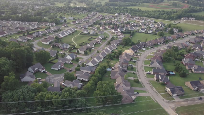 new construction houses aerial flyover spring Stock Footage Video (100% ...