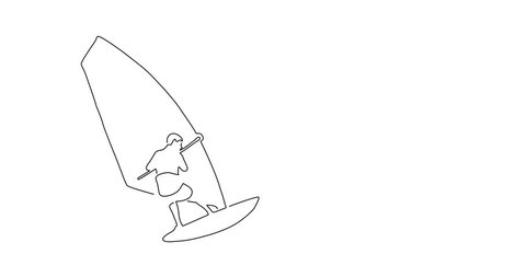 Windsurfer Line Drawing Animated Illustration Design Stock Footage ...