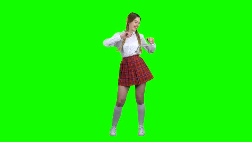 schoolgirl dancing green screen Stock Footage Video (100% Royalty-free ...