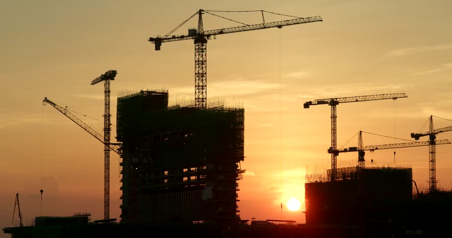 building construction site sunset Stock Footage Video (100% Royalty ...