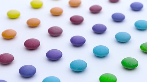 Colorful Sweet Round Candies Rows Moving Stock Footage Video (100% ...