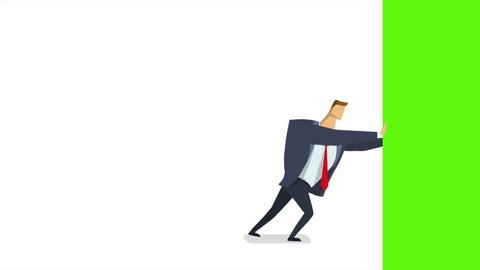animated cartoon businessman pulling green screen Stock Footage Video ...