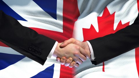 Great Britain Canada Handshake International Friendship Stock Footage ...