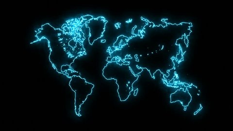 World Map Glitch Effect Background Motion Stock Footage Video (100% ...