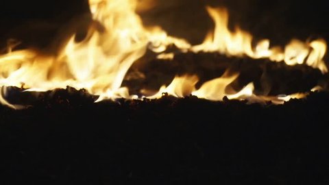 Small Fire Template Black Background Stock Footage Video (100% Royalty ...