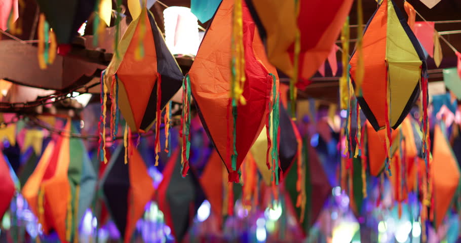 「Party Ribbons Hanging from Ceiling.」の動画素材（ロイヤリティフリー）1013201417 ...