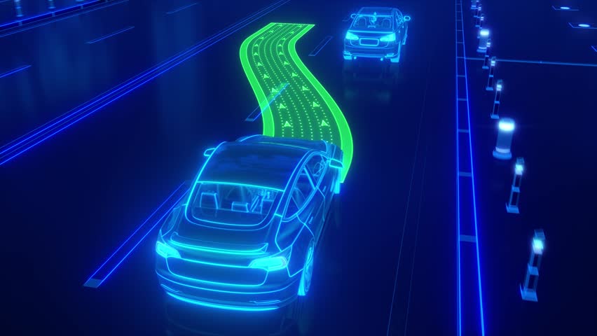 Autonomous Self Driving Electric Car Stock Footage Video (100% Royalty ...