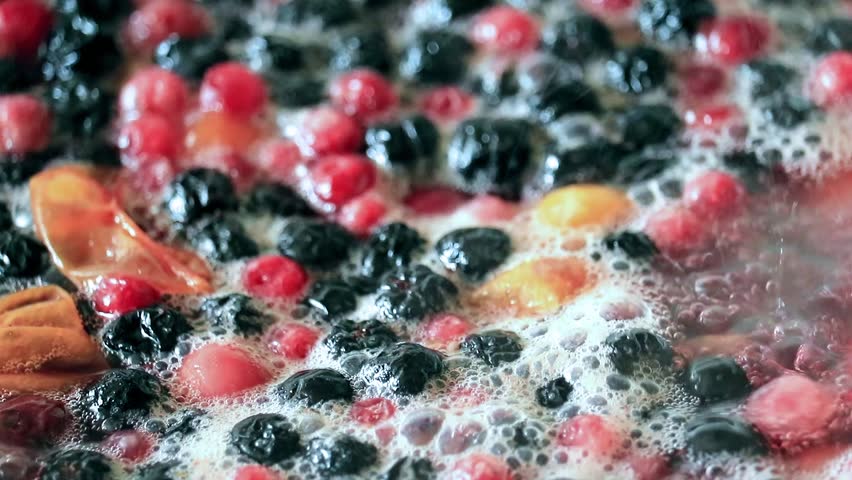 fresh fruit berries boiling water while Stock Footage Video (100% ...