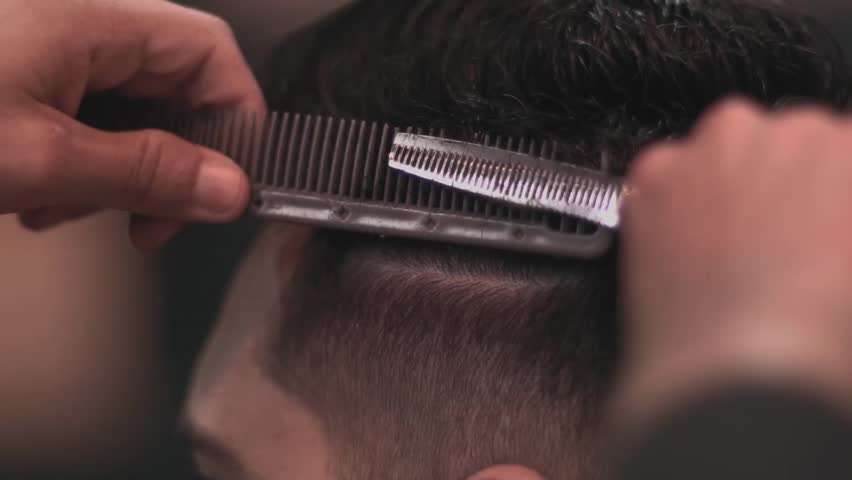 Hand Cutting Male Hair with Stock Footage Video (100% Royalty-free ...