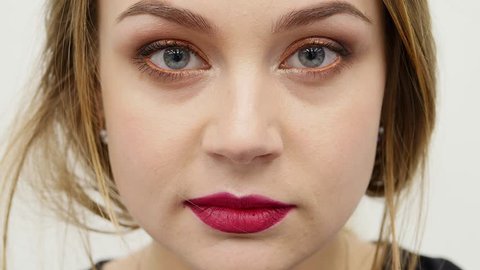 Closeup Face Beautiful Young Sexy Voloptuous Stock Footage Video (100% ...