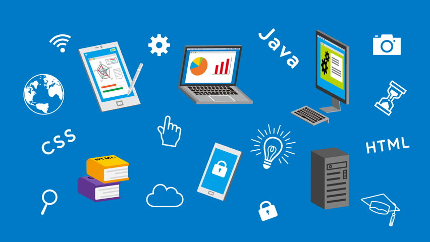 e-learning gadget concept animation -blue Stock Footage Video (100% ...