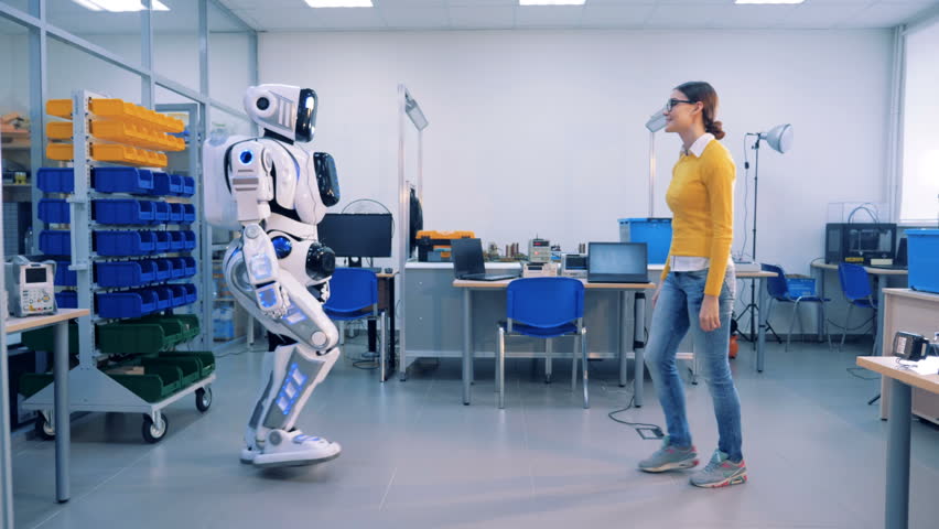 Robot Woman Hug Robot Human Relations Stock Footage Video (100% Royalty ...