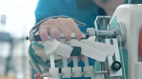 Closeup Scientist Hands Microscope Examining Samples Stock Photo ...