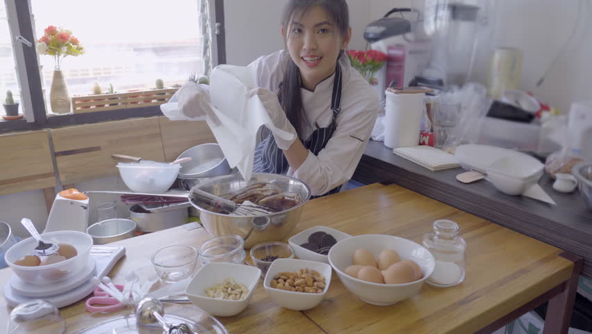 Asian Beautiful Female Chef Cooking Stock Footage Video (100% Royalty ...