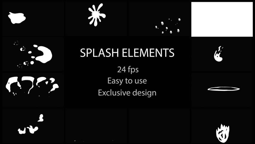 Splash Elements Pack. Hand Drawn Stock Footage Video (100% Royalty-free ...