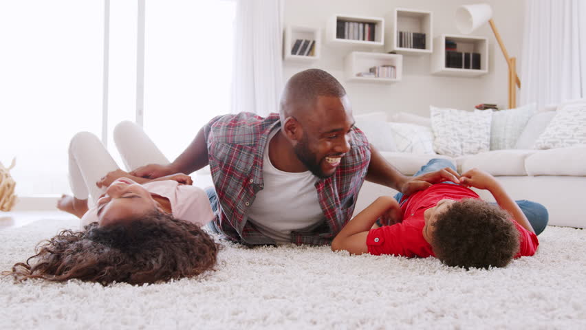 Father Tickling Children as They Stock Footage Video (100% Royalty-free ...