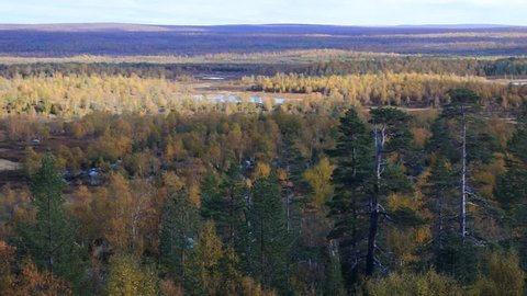 Autumn Taiga Lake District Scandinavia Panorama Stock Footage Video ...