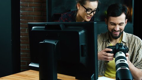 Teamwork Concept Working Proffessional Camera Photographers Stock ...