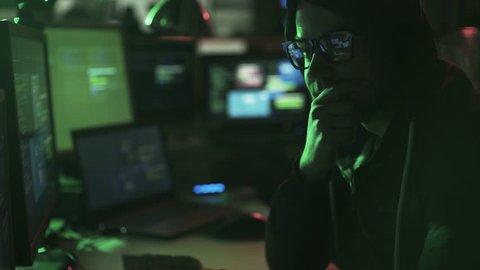 nerd developer working late night his Stock Footage Video (100% Royalty ...