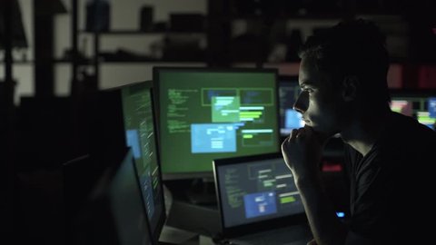 nerd developer working late night his Stock Footage Video (100% Royalty ...