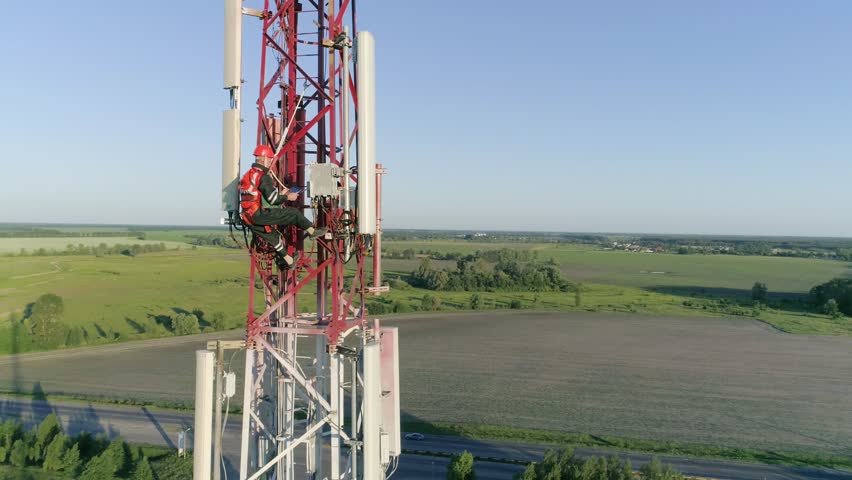 drone flying around outdoor repeater base Stock Footage Video (100% ...