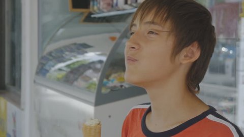 Closeup 15yearsold Teen Boy Biting Craft Stock Footage Video (100% ...