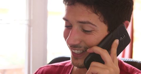 Attractive Young Man Making Phone Call Stock Footage Video (100% ...