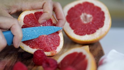 Close Side Angel Shot Grapefruit Being Stock Footage Video (100% ...