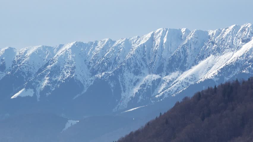 tall mountains snow green hills Stock Footage Video (100% Royalty-free ...