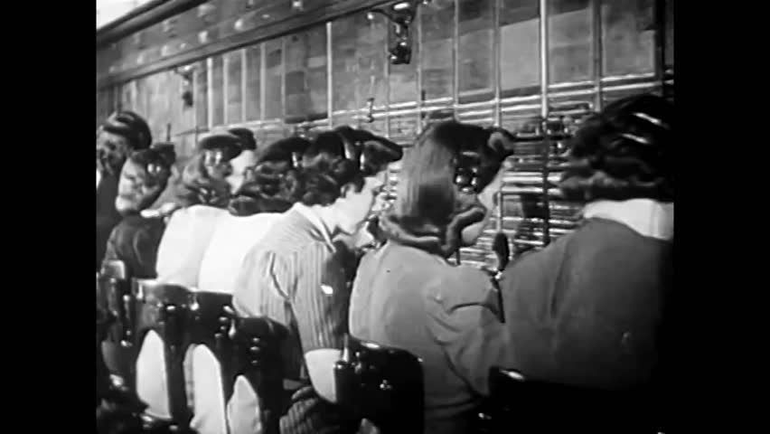 Circa 1940s Switchboard Operators Shown Working Stock Footage Video ...