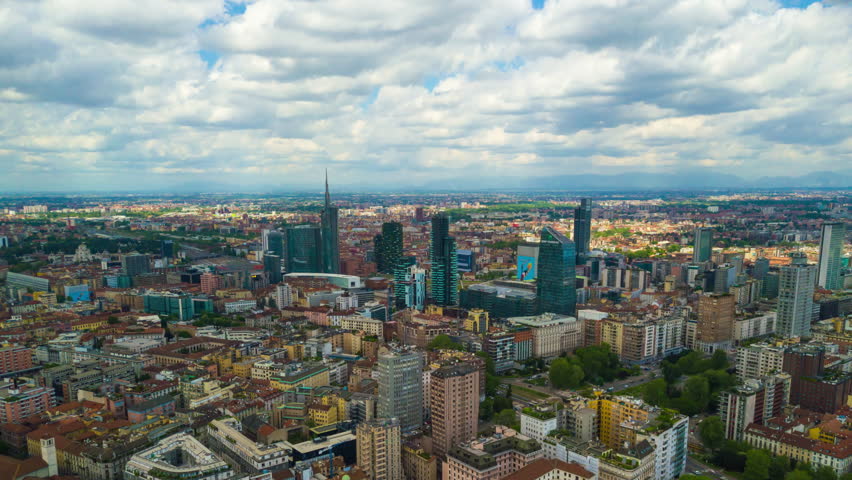 Sunset Night Illumination Milan Cityscape Aerial Stock Footage Video ...