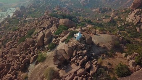 Small Whitewashed Hindu Temple Atop Rocky Stock Footage Video (100% ...
