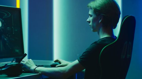 Portrait Young Pro Gamer Playing First Stock Footage Video (100% ...