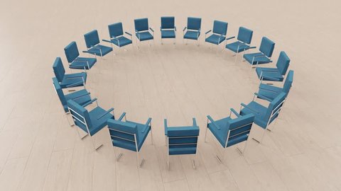 Blue Chairs Circle Rotating Loop Animation Stock Footage Video (100% ...