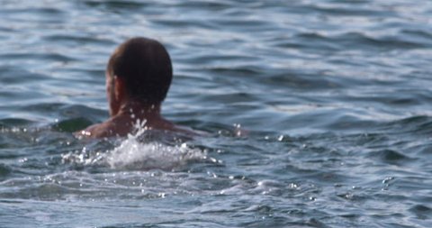 Man Treading Water Rear View Water Stock Footage Video (100% Royalty ...