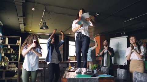 slow motion happy office worker african Stock Footage Video (100% ...