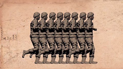 Soldiers Running Sliding Paper Background Cartoon Stock Footage Video ...
